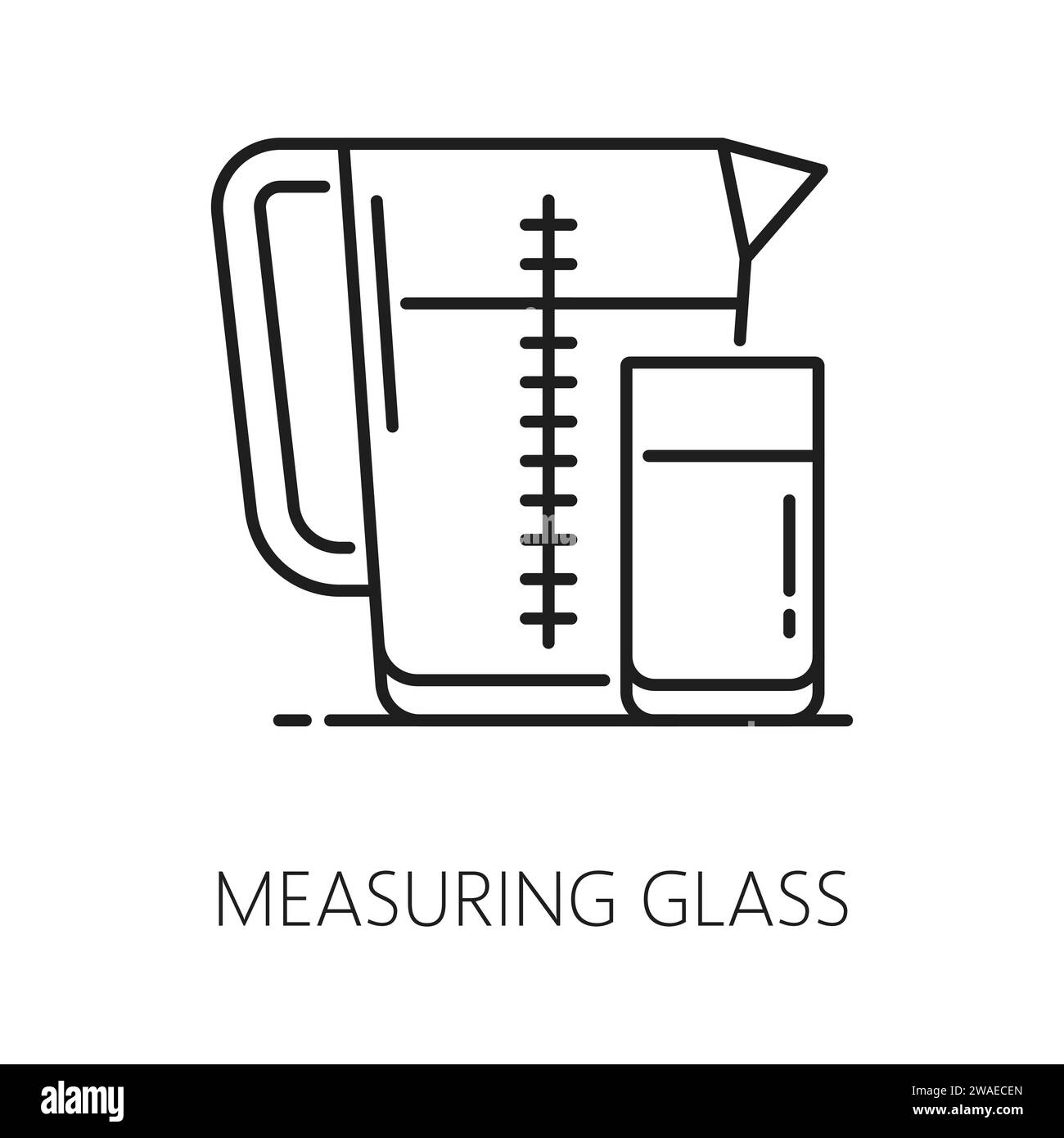 Measuring cup for cooking, beaker and glass symbol outline pictogram ...