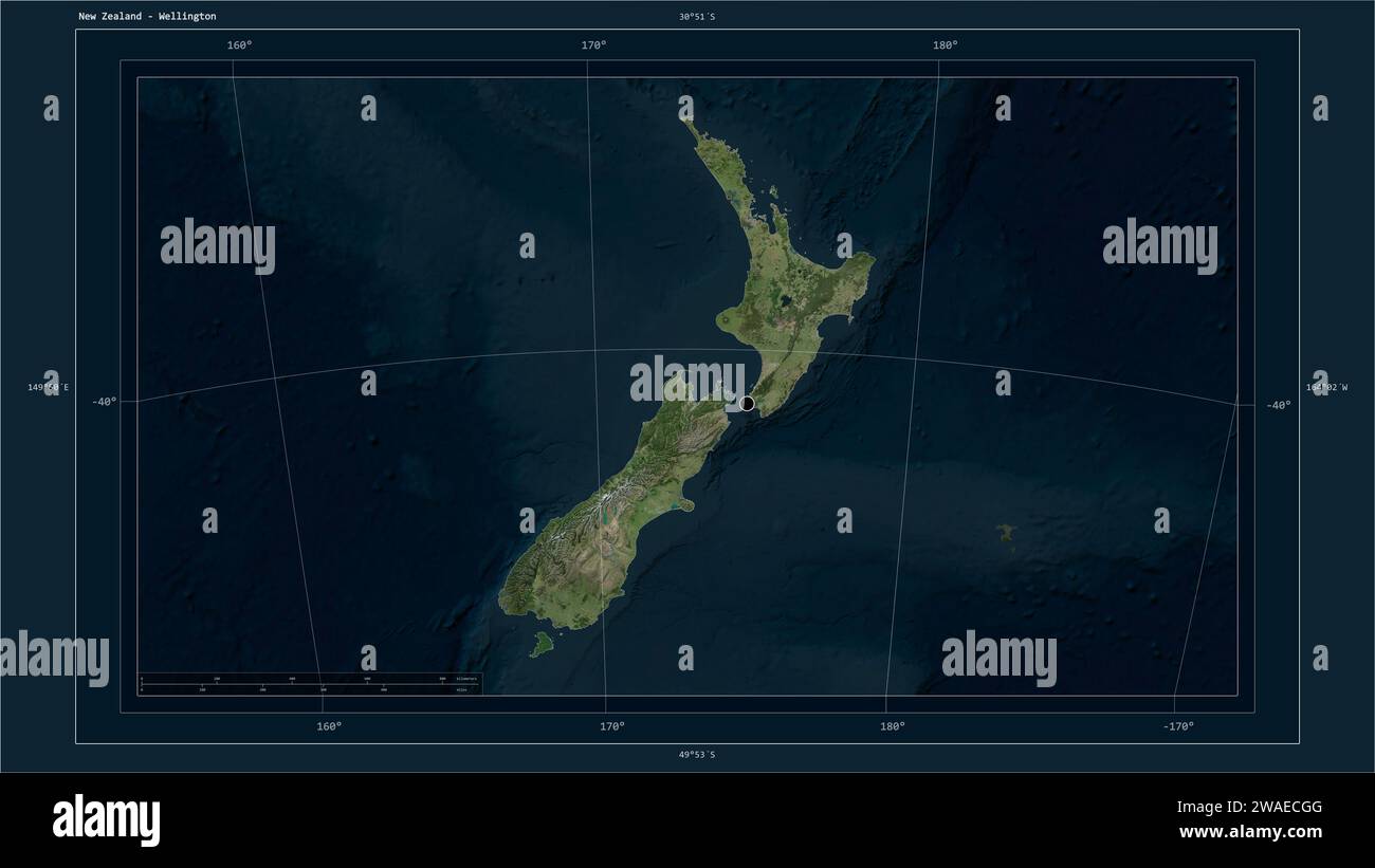 New Zealand highlighted on a high resolution satellite map map with the ...