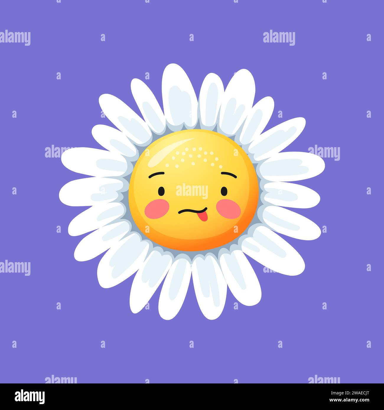 Cartoon chamomile smile, daisy flower or funny camomile character ...