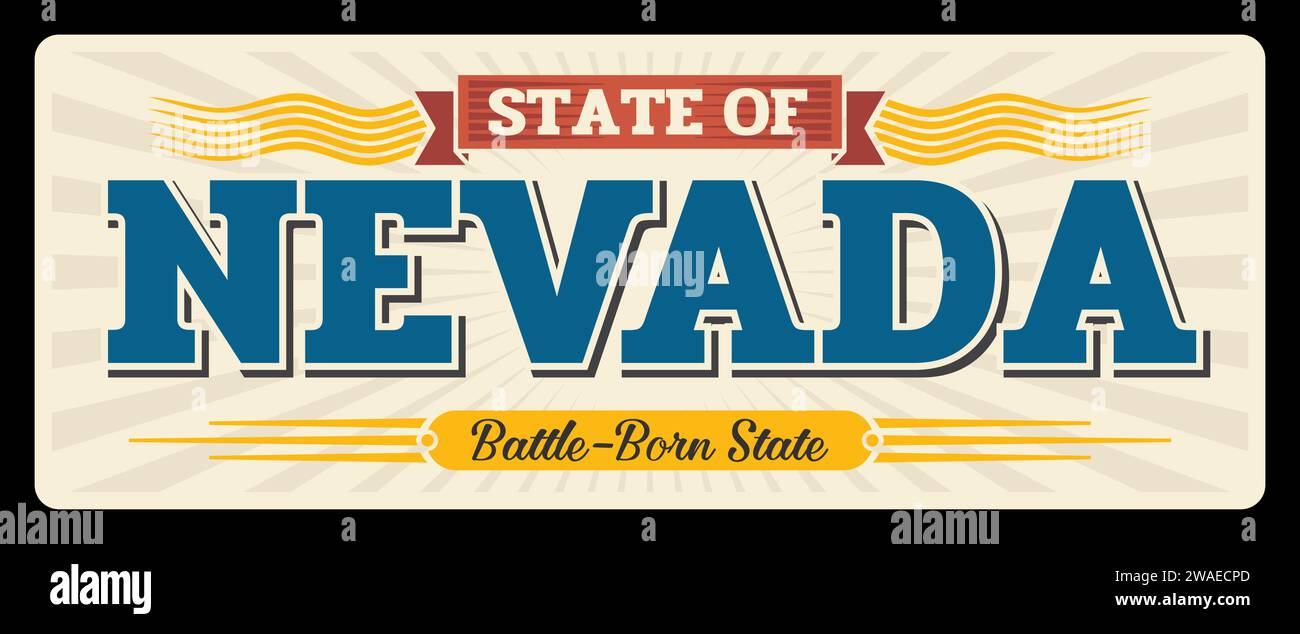 USA Nevada vintage vector sign, retro travel plate. American state ...