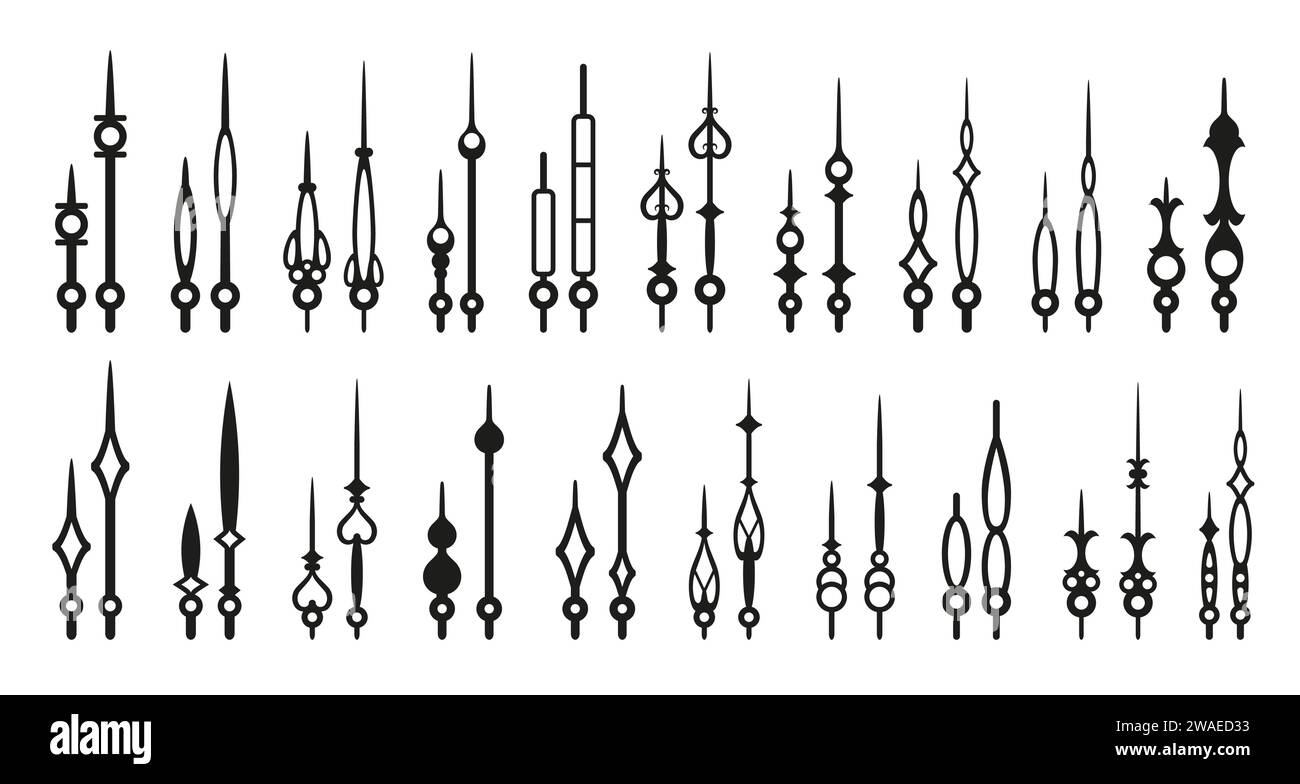 Black clock hands, isolated watch arrows, time pointers. Analog clock ...