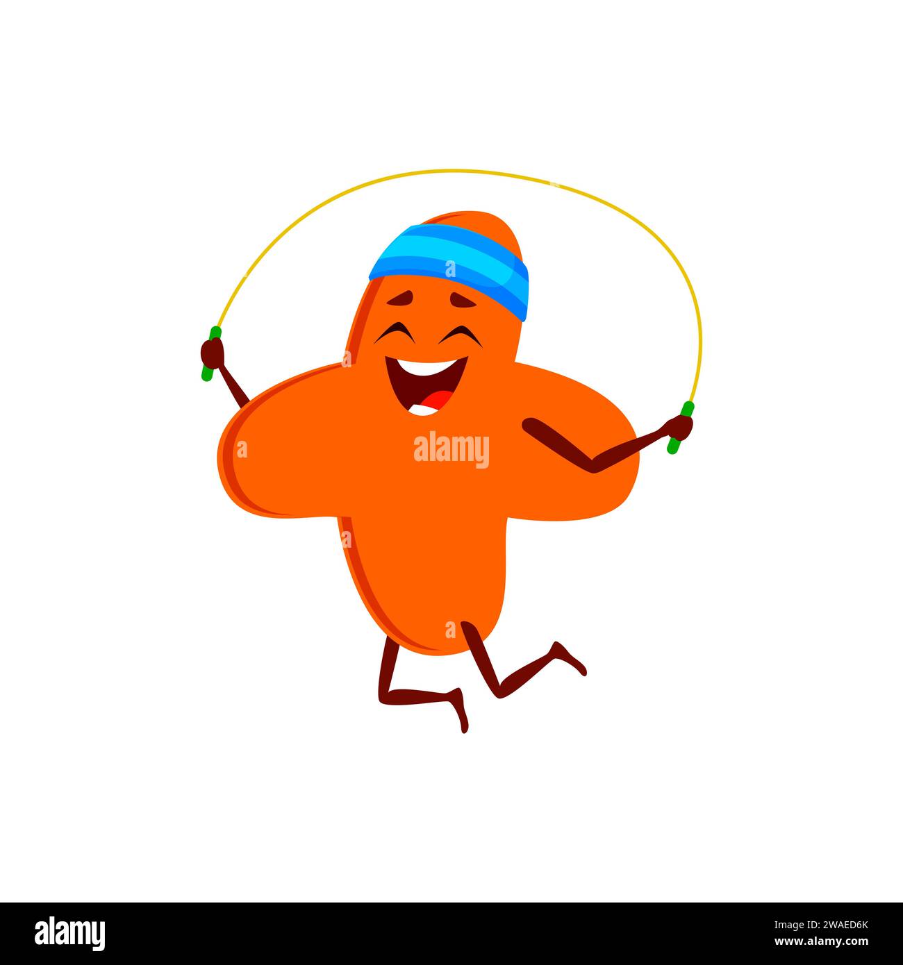 Cartoon funny plus math number symbol character jumping with rope ...