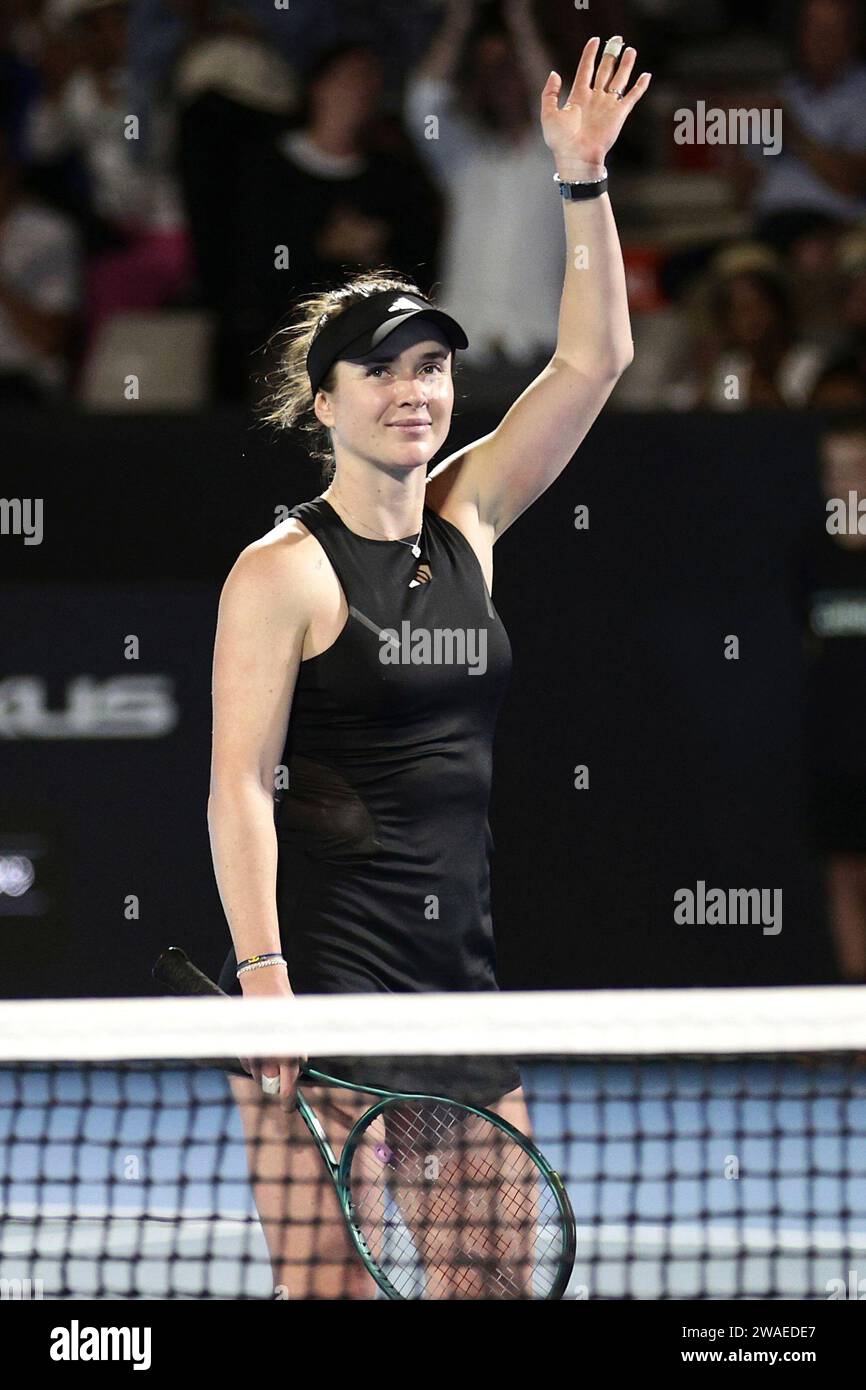 Elina Svitolina of Ukraine waves to the crowd after defeating Emma ...