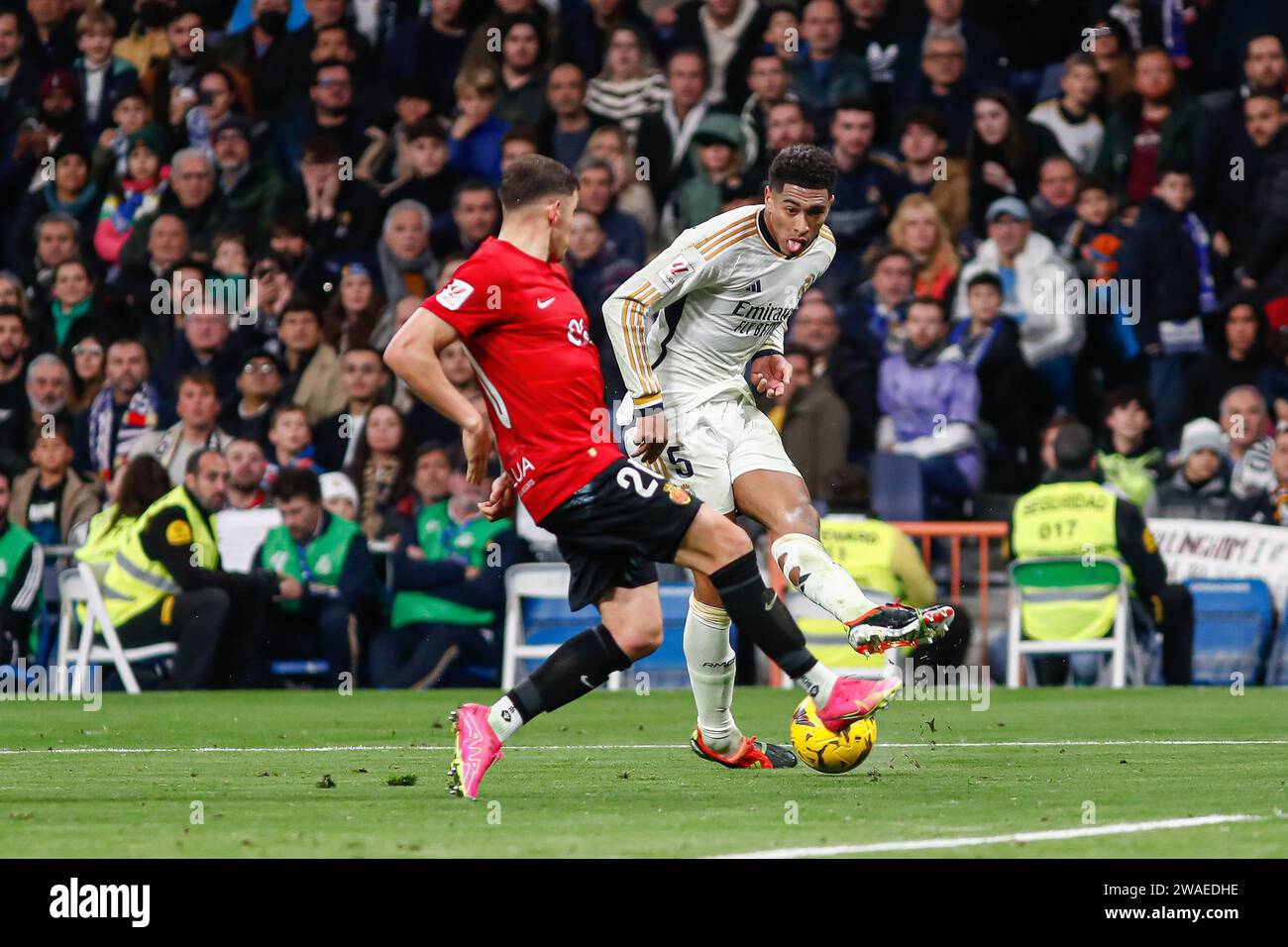 Madrid, Spain, January 3, 2024, Jude Bellingham of Real Madrid and ...