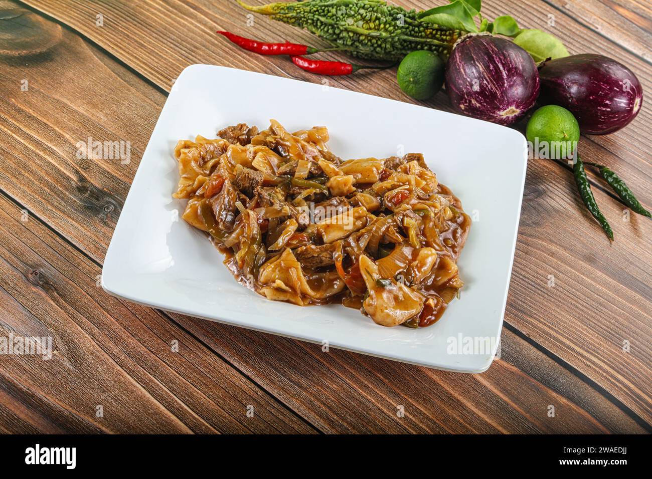 Tibetian cuisine - thenthuk noodles with beef and spices Stock Photo ...