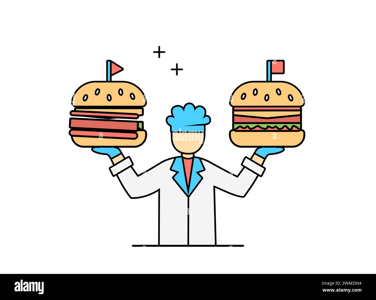 Chef of junk food flat illustration Stock Vector Image & Art - Alamy