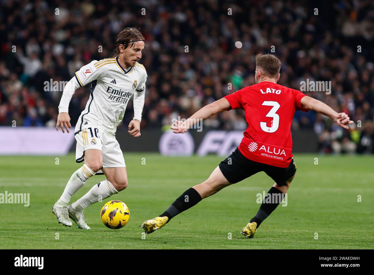 Madrid, Spain, January 3, 2024, Luka Modric of Real Madrid and Toni ...