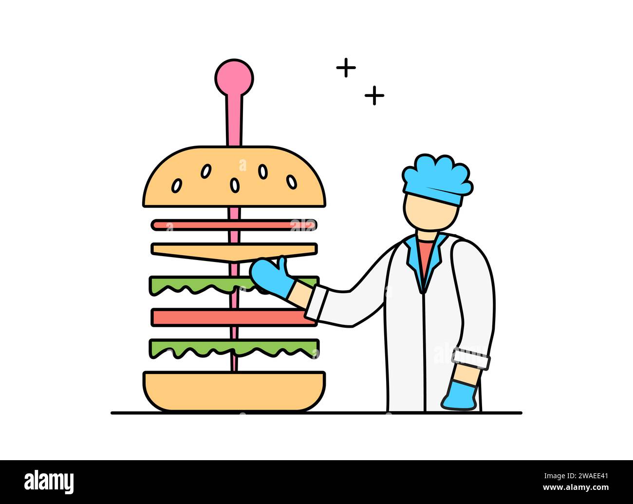 Chef of junk food flat illustration Stock Vector Image & Art - Alamy