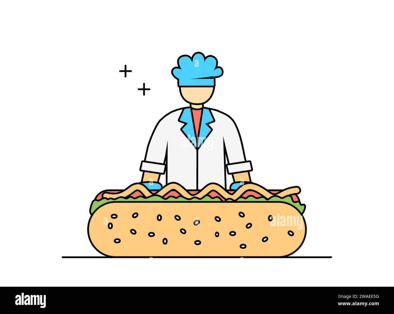 Chef of junk food flat illustration Stock Vector Image & Art - Alamy