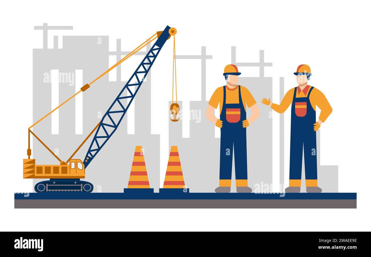 Building construction worker flat vector illustration Stock Vector ...