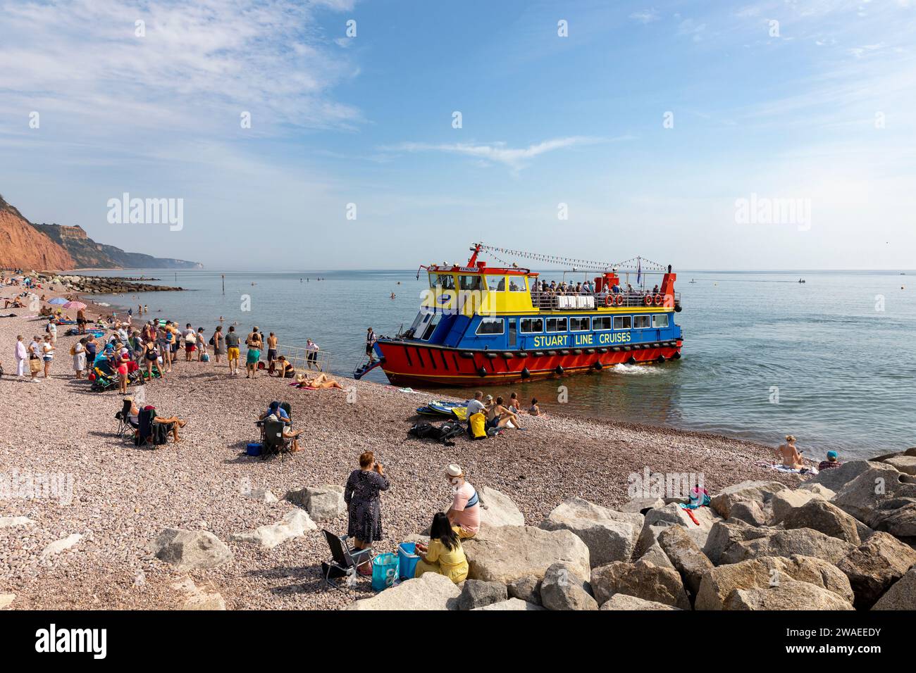 Pride of Exmouth cruise boat in Lyme Bay Sidmouth preparing for ...