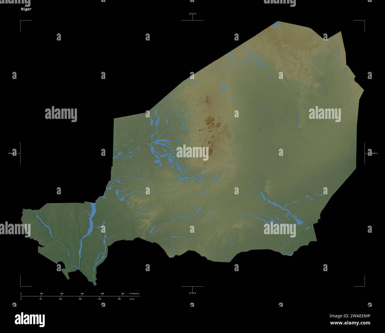 Niger map zoom border physical hi-res stock photography and images - Alamy