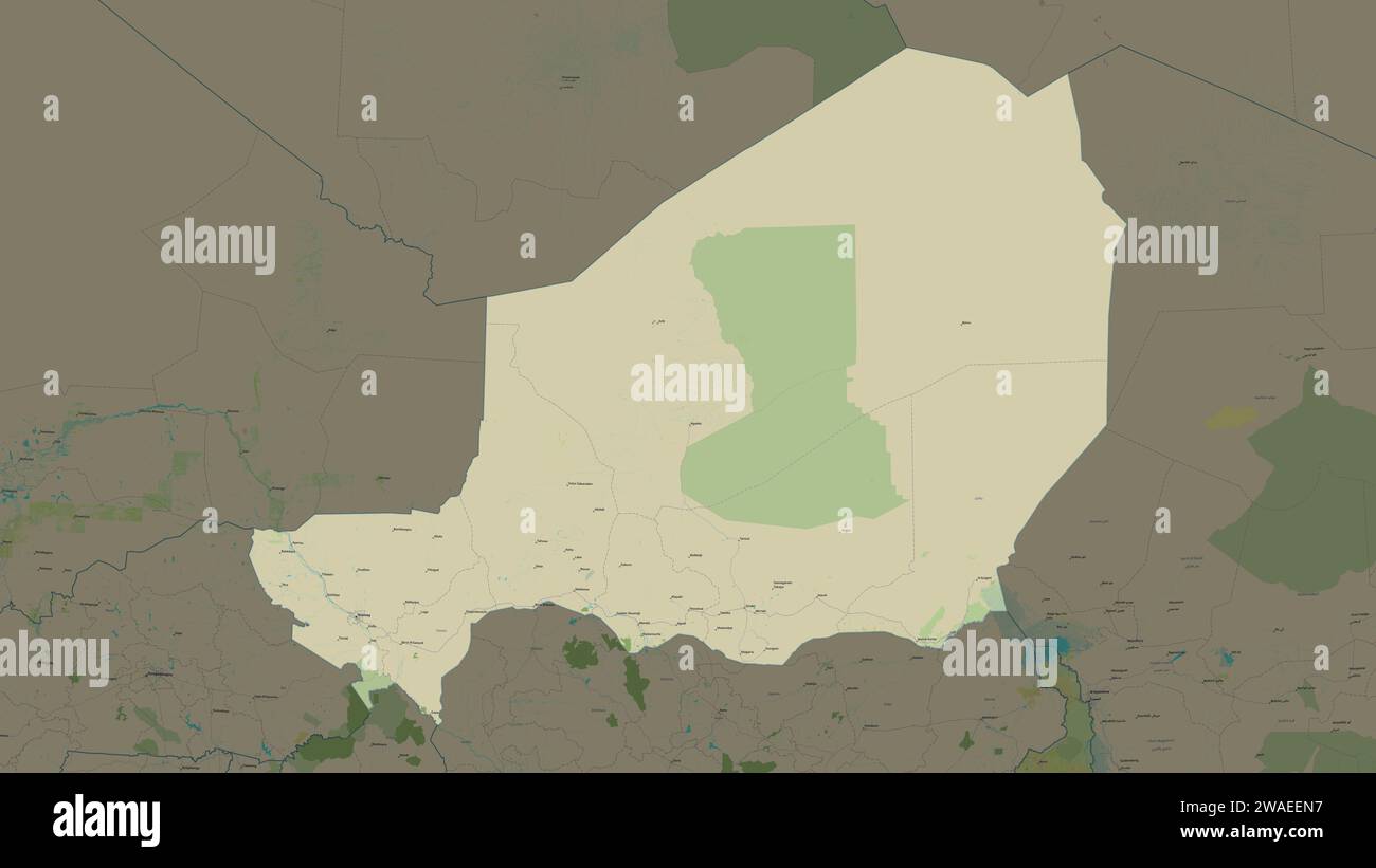 Niger highlighted on a topographic, OSM Humanitarian style map Stock ...