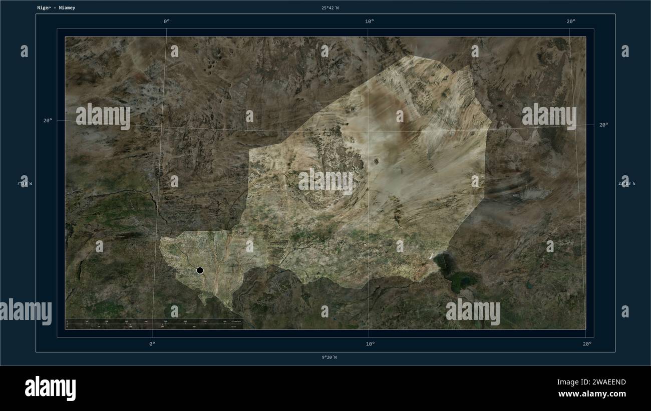 Niger highlighted on a high resolution satellite map map with the ...