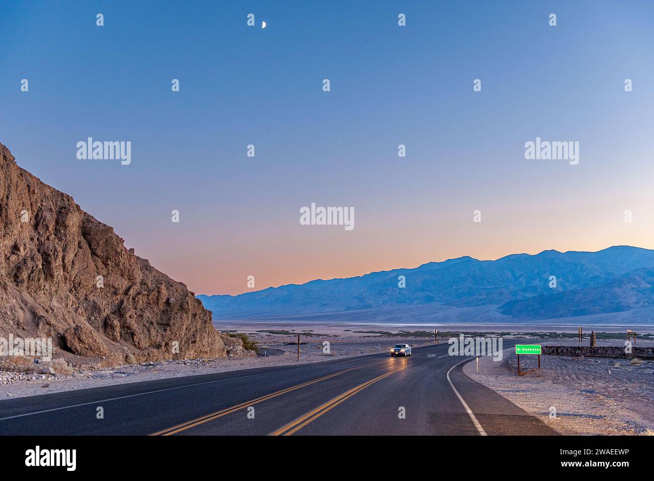 Dawn at Badwater Basin. Death Valley National Park in Mojave Desert ...