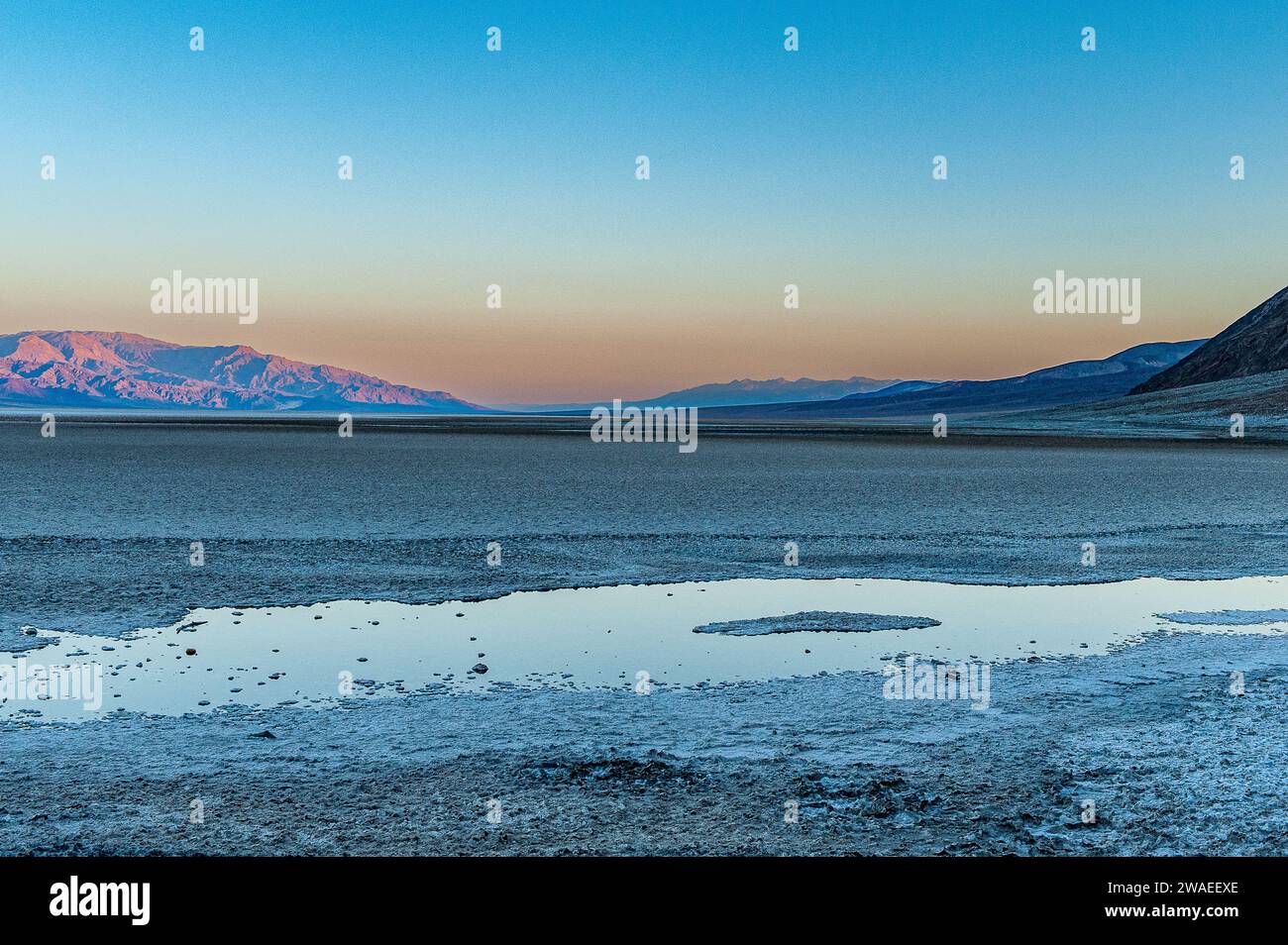 Dawn at Badwater Basin. Death Valley National Park in Mojave Desert ...