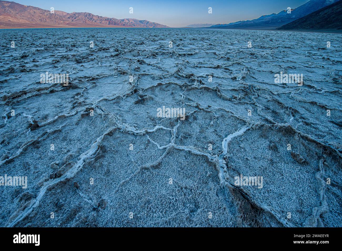 Dawn at Badwater Basin. Death Valley National Park in Mojave Desert ...