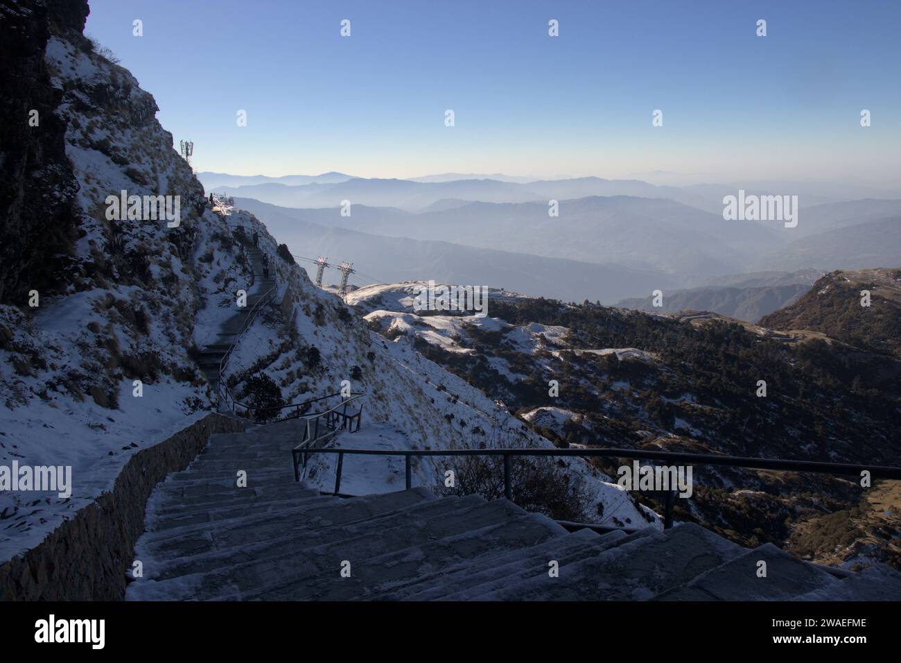 Stairs to the Kalinchowk temple, Kuri village, Nepal Stock Photo - Alamy