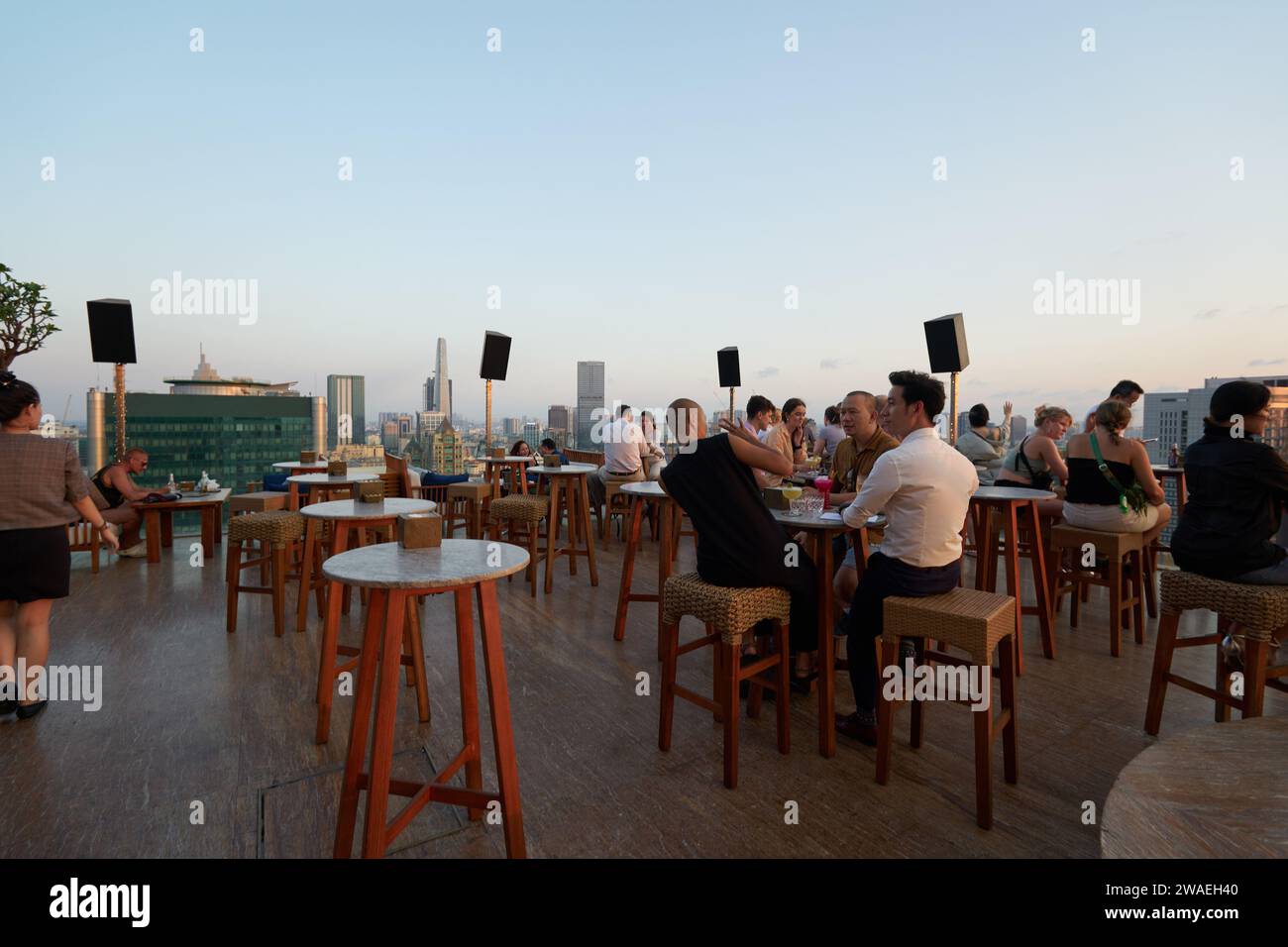 HO CHI MINH CITY, VIETNAM - MARCH 28, 2023: view of Social Club Rooftop ...