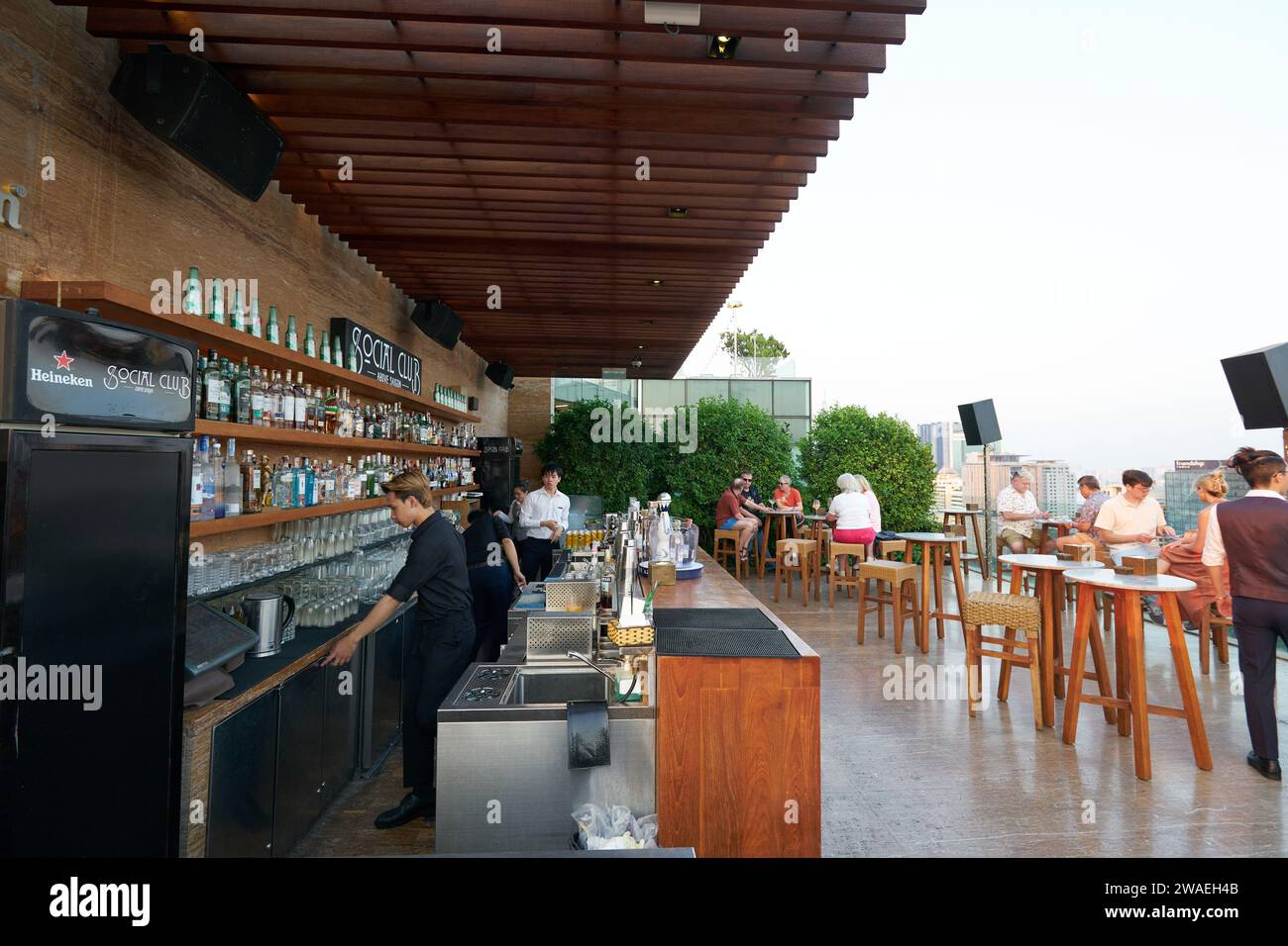 HO CHI MINH CITY, VIETNAM - MARCH 28, 2023: view of Social Club Rooftop ...