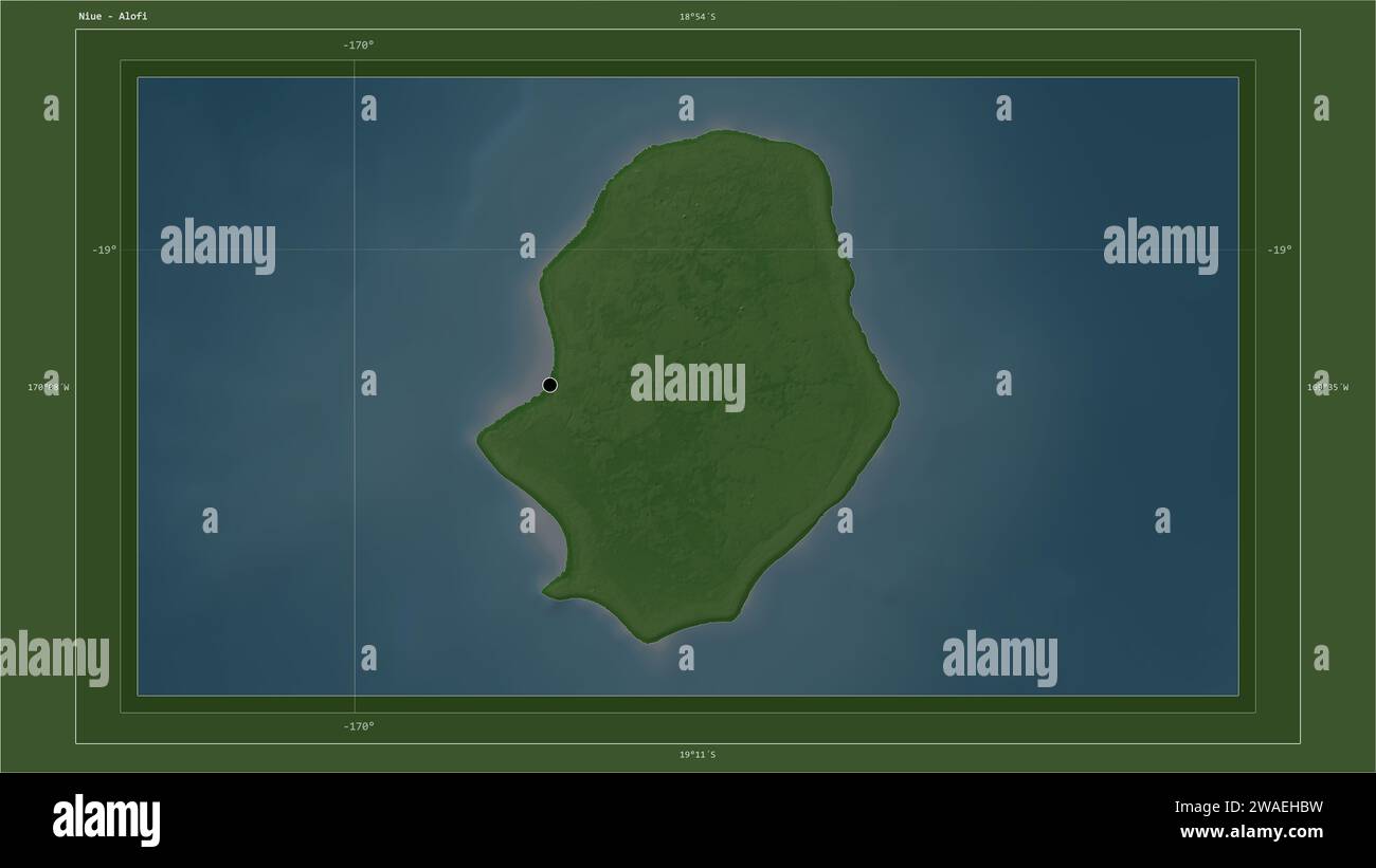 Niue highlighted on a Pale colored elevation map with lakes and rivers ...
