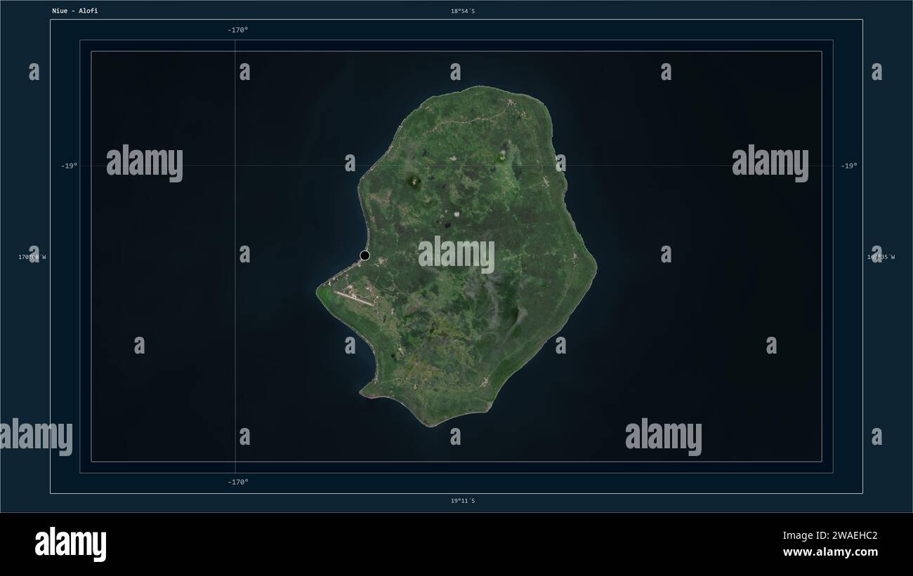 Niue highlighted on a high resolution satellite map map with the ...