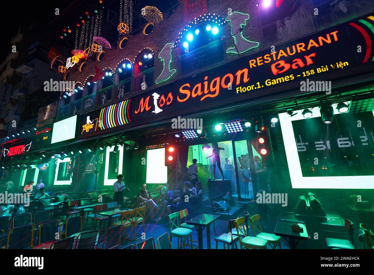 HO CHI MINH CITY, VIETNAM - MARCH 29, 2023: Miss Saigon Pub in Bui Vien ...