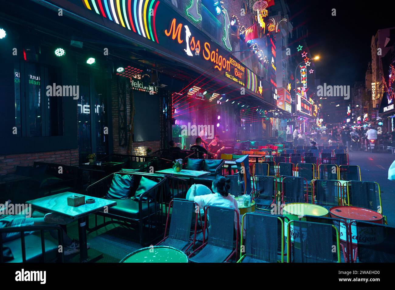 HO CHI MINH CITY, VIETNAM - MARCH 29, 2023: Miss Saigon Pub in Bui Vien ...