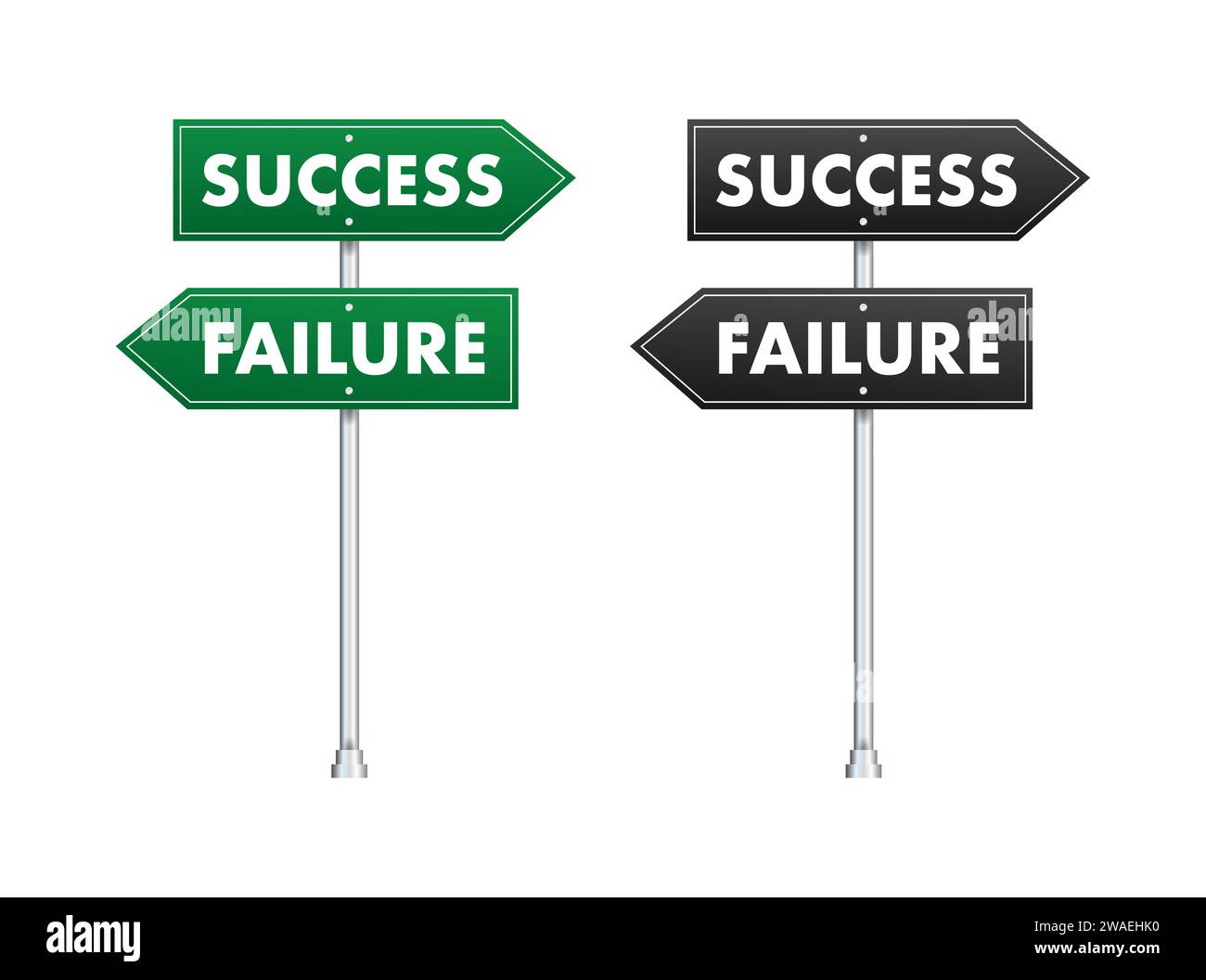 Success and Failure Road Signs, Vector Illustration for Goal Direction ...