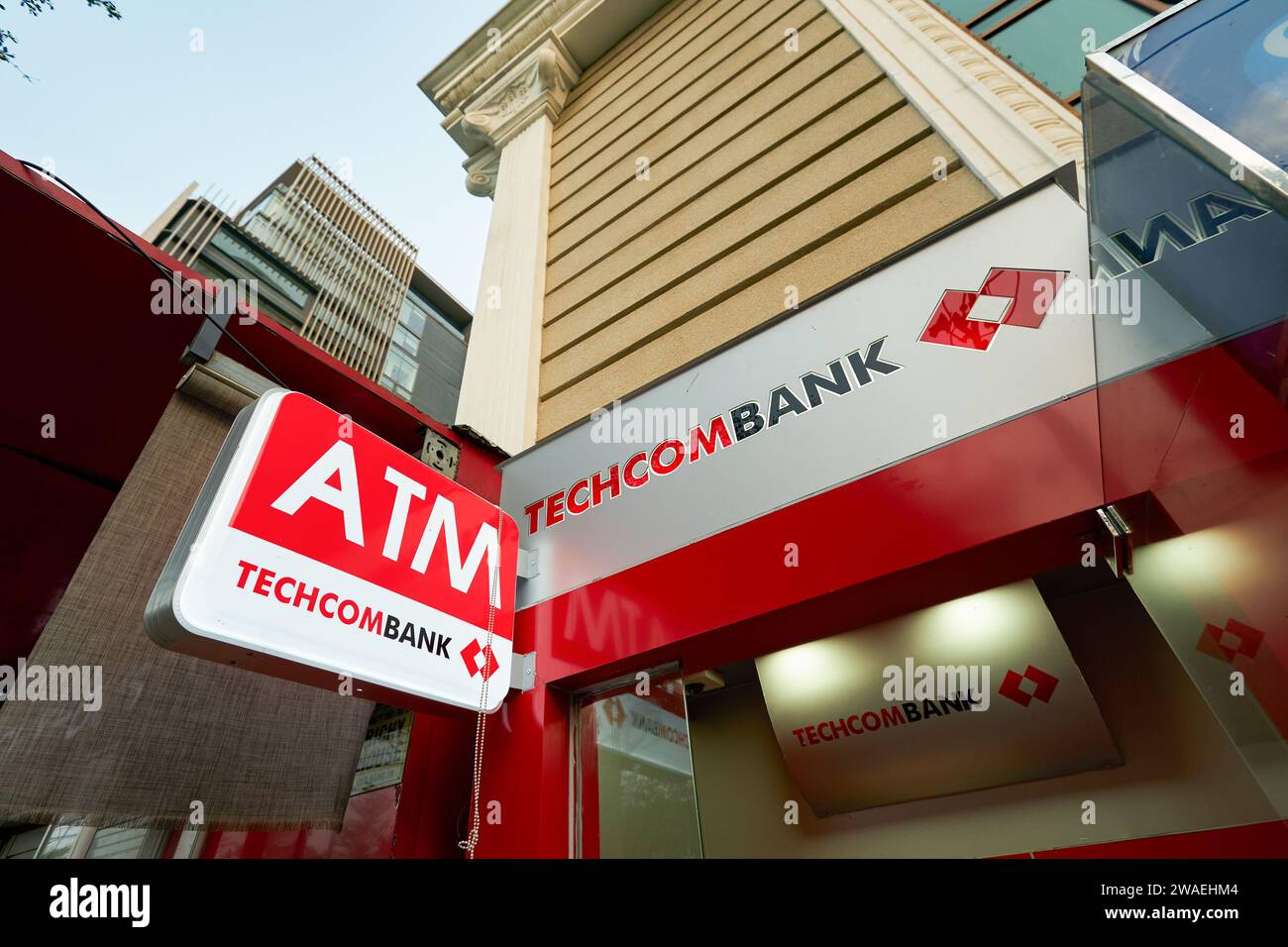 HO CHI MINH CITY, VIETNAM - MARCH 29, 2023: Techcombank an automated ...