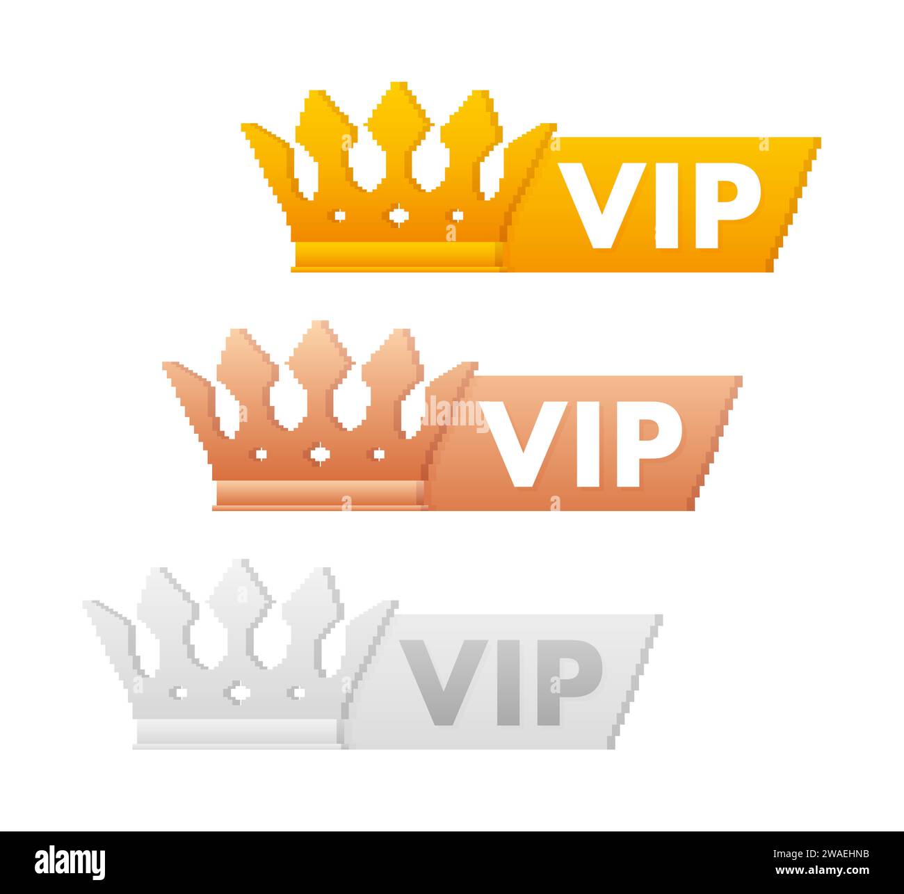 Set of Three VIP Crown Badges in Golden, Bronze, and Silver Colors for ...