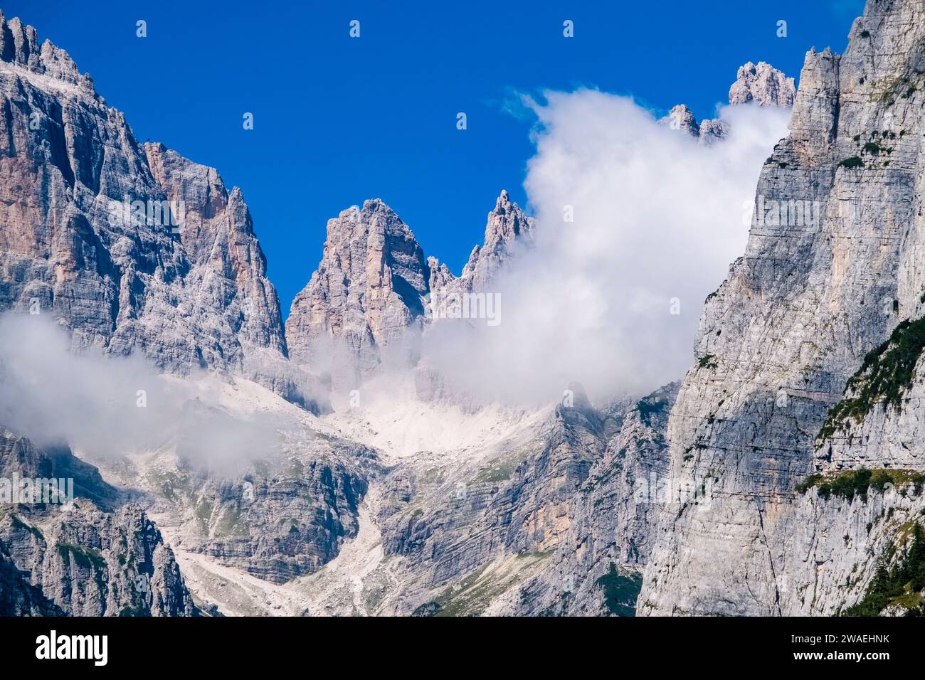 The main range of Brenta Dolomites with Cima Brenta, Cima Sella and ...