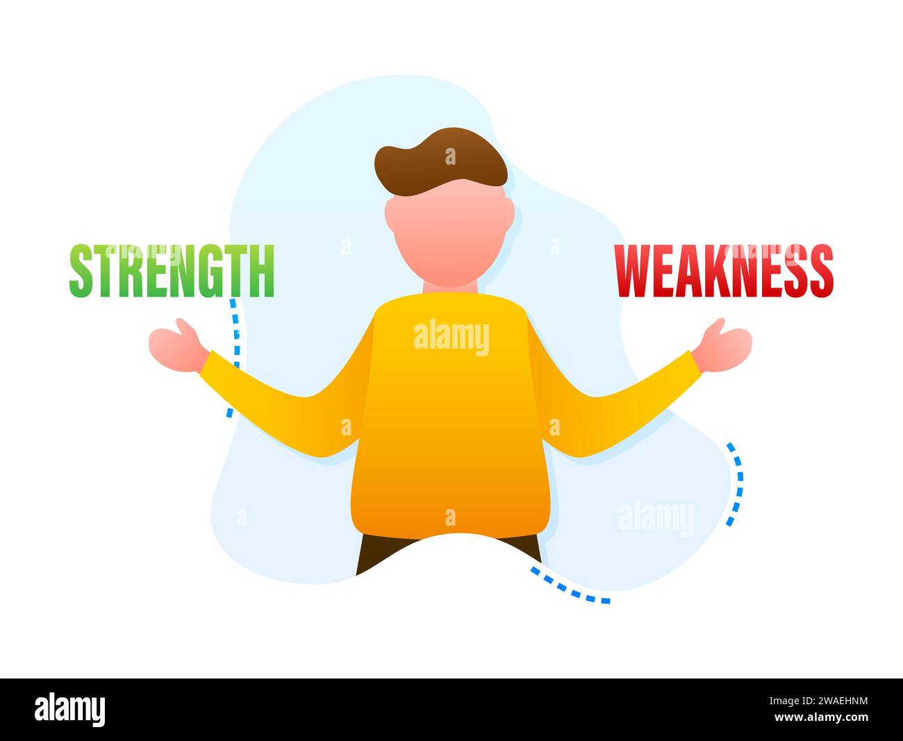 Personal Strengths and Weaknesses Concept, Vector Illustration of a Man ...