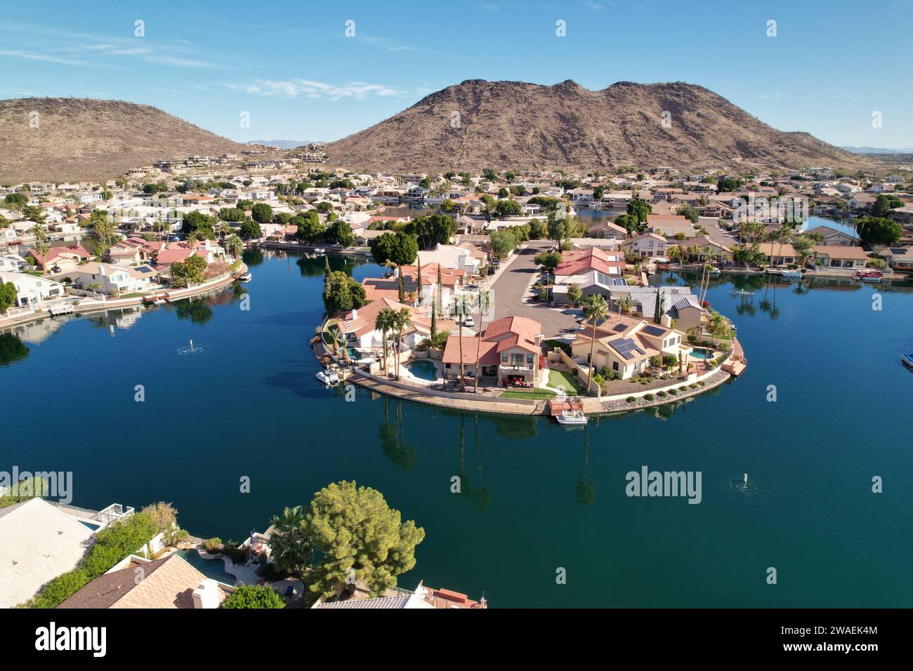 A beautiful sunny day over the Arrowhead Lakes in Glendale, Arizona ...