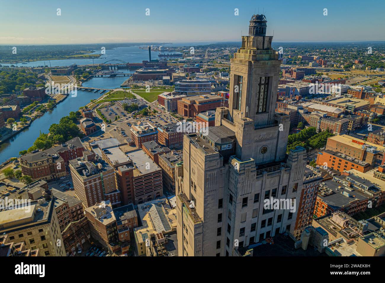 An aerial view of Superman Building in Downtown Providence Stock Photo ...