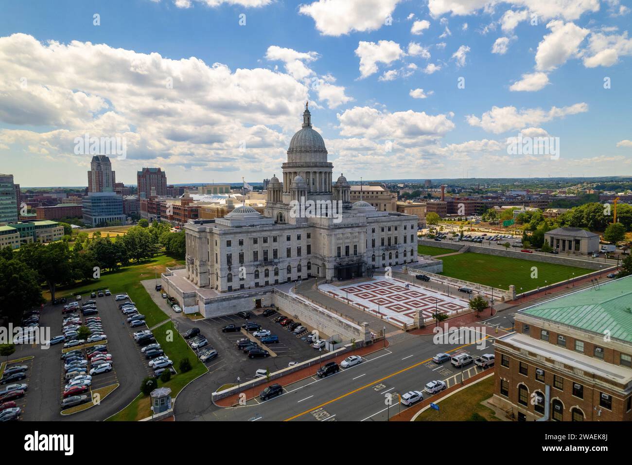 An aerial view of Rhode Island State House in Downtown Providence Stock ...