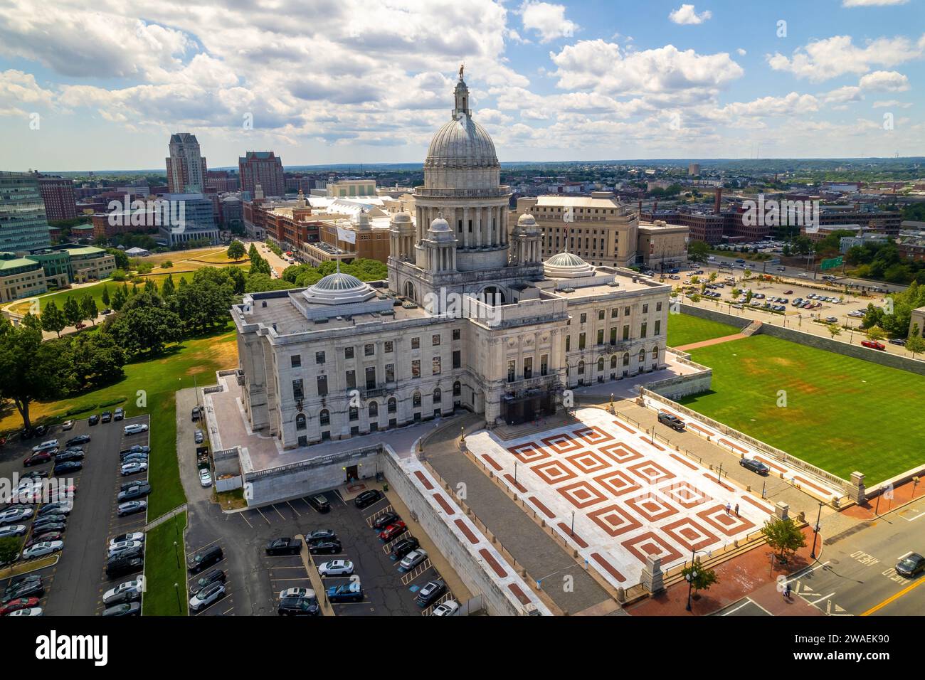 An aerial view of Rhode Island State House in Downtown Providence Stock ...