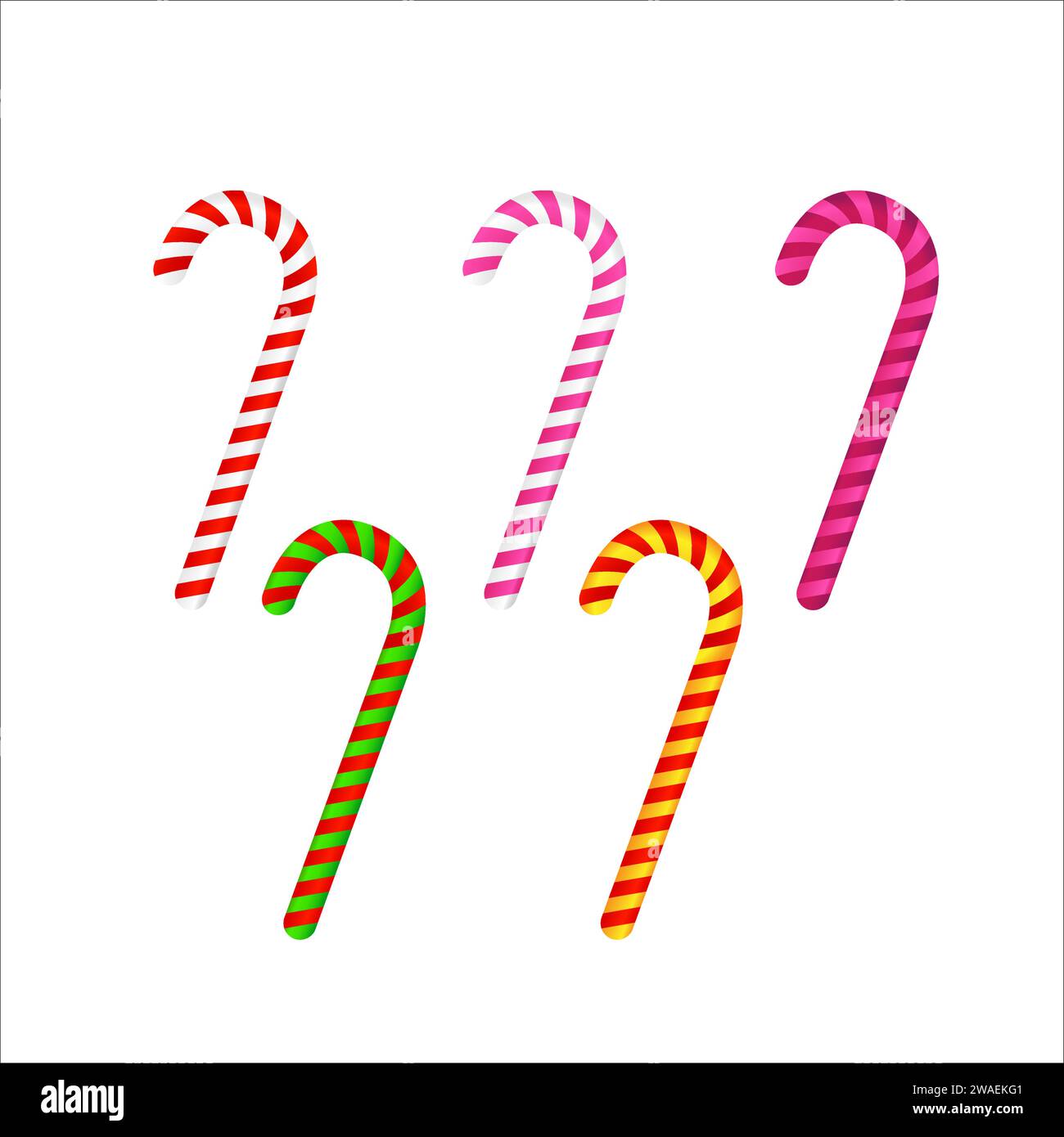 Set of Isolated Candy Canes on white Background. Christmas Candy ...