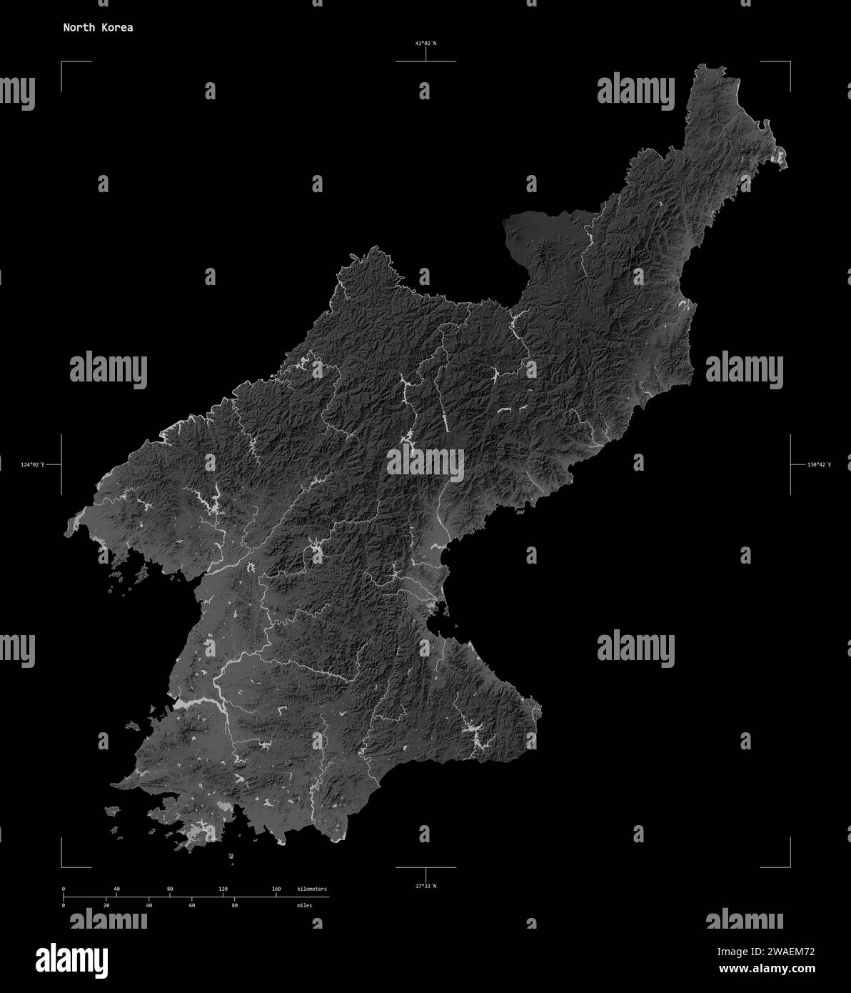 Shape of a Grayscale elevation map with lakes and rivers of the North ...