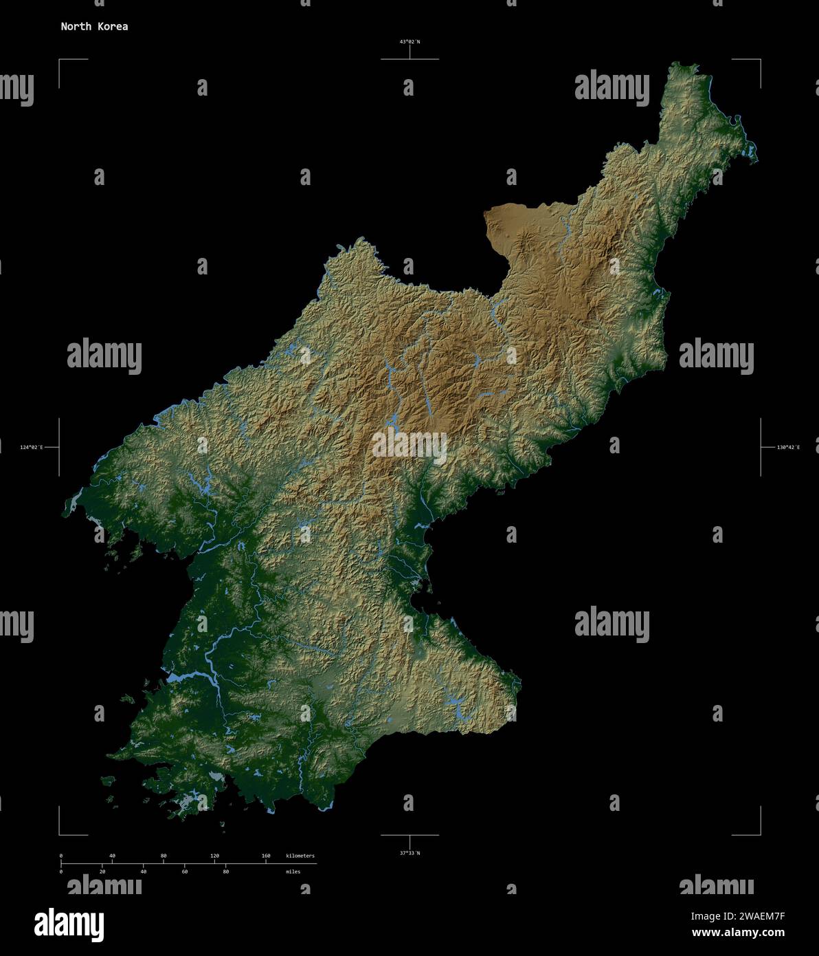 Shape of a Colored elevation map with lakes and rivers of the North ...