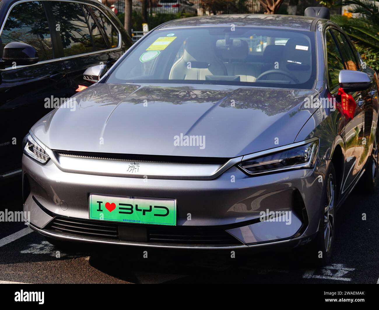 YICHANG, CHINA - JANUARY 4, 2024 - A BYD new energy vehicle is displayed at a BYD 4S shop in ...