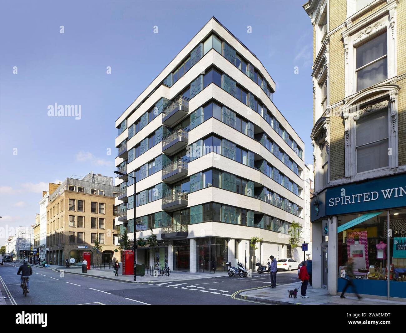 Corner elevation of building in sunshine. Westbourne House, London ...