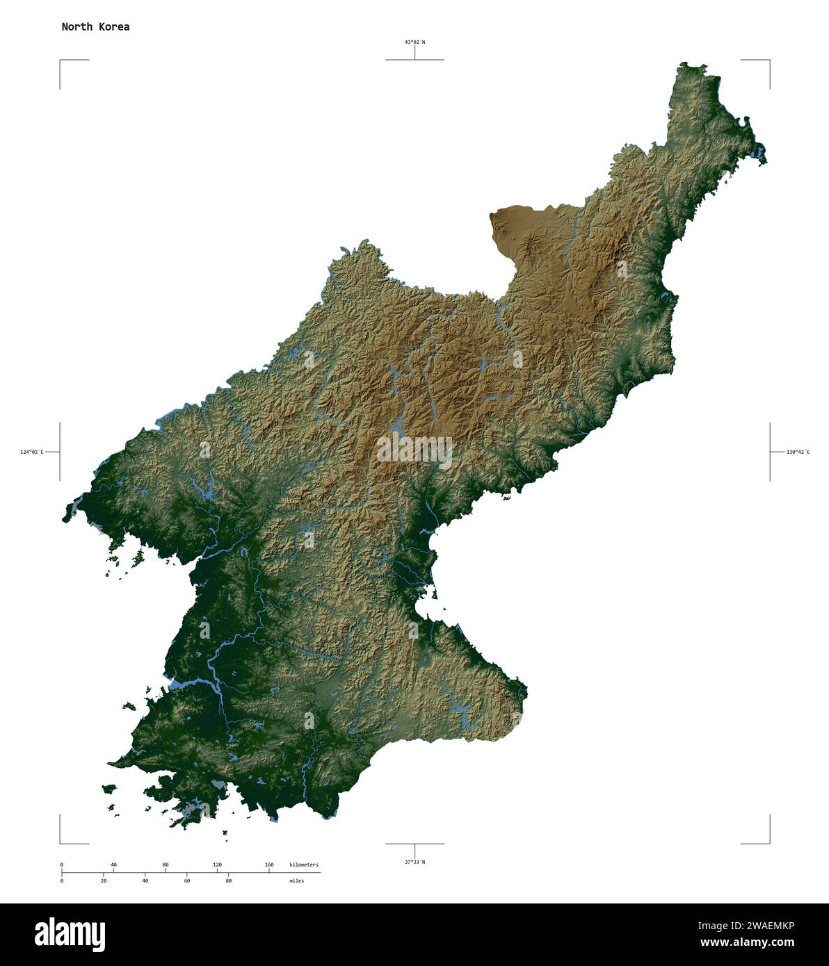 Shape of a Colored elevation map with lakes and rivers of the North ...