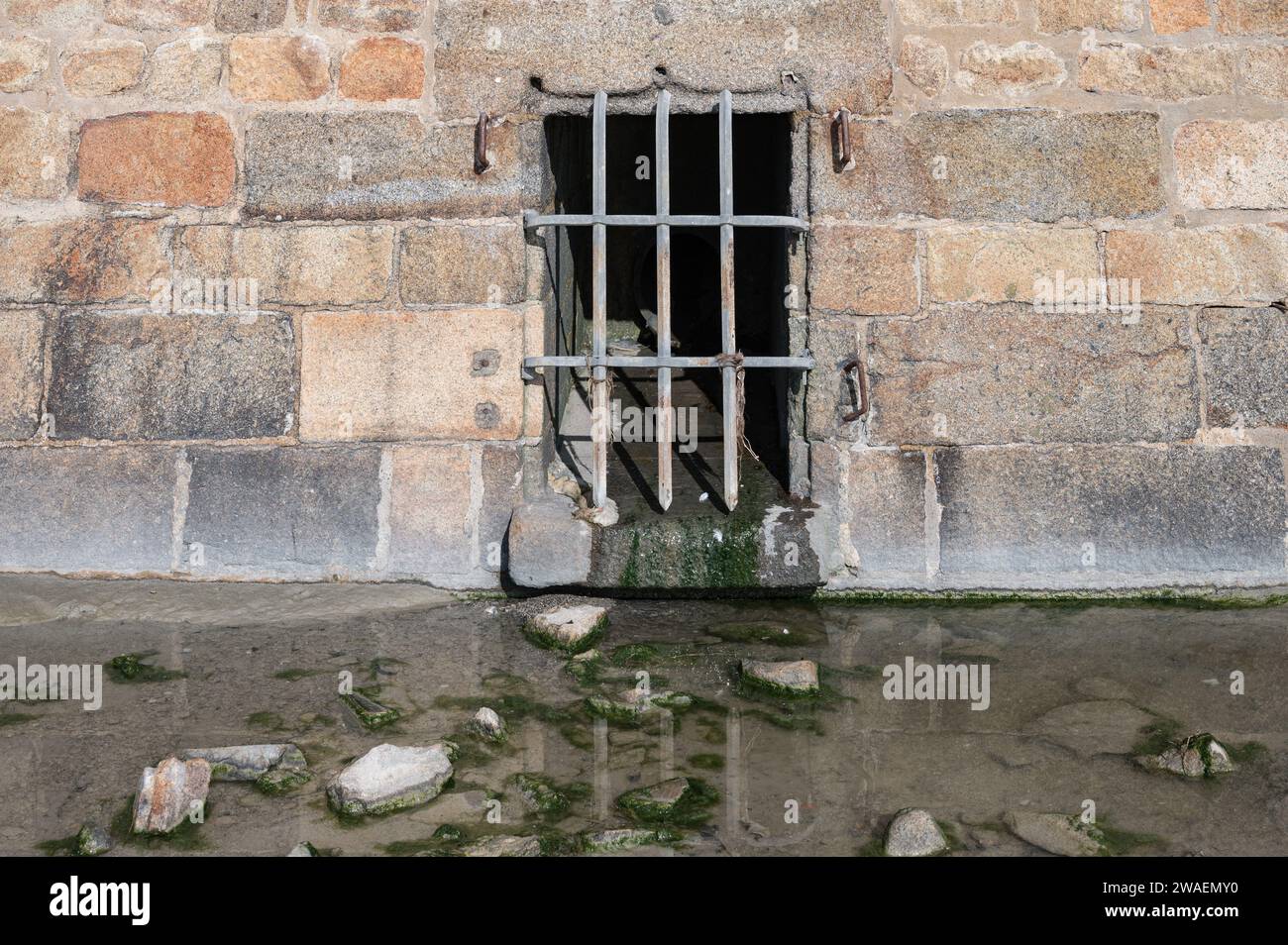 Detail of the drainage sewer of the castle of Mont Saint Michelle Stock ...