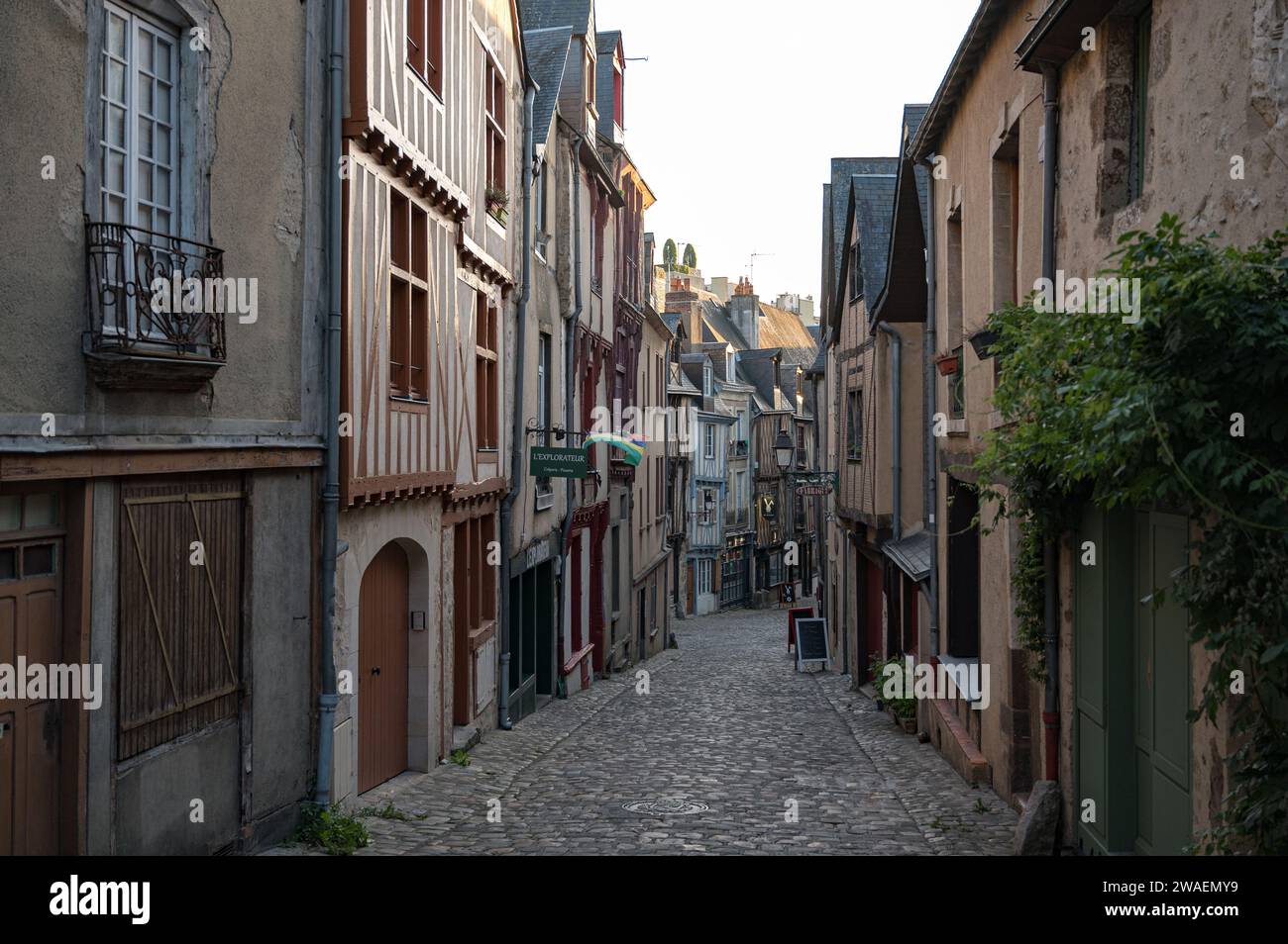 Detail of the picturesque streets of the old town of Le Mans, classic ...