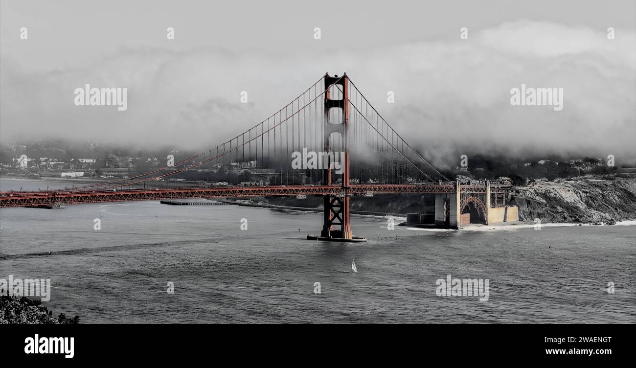 A scenic view of the South span of the iconic Golden Gate Bridge, in ...