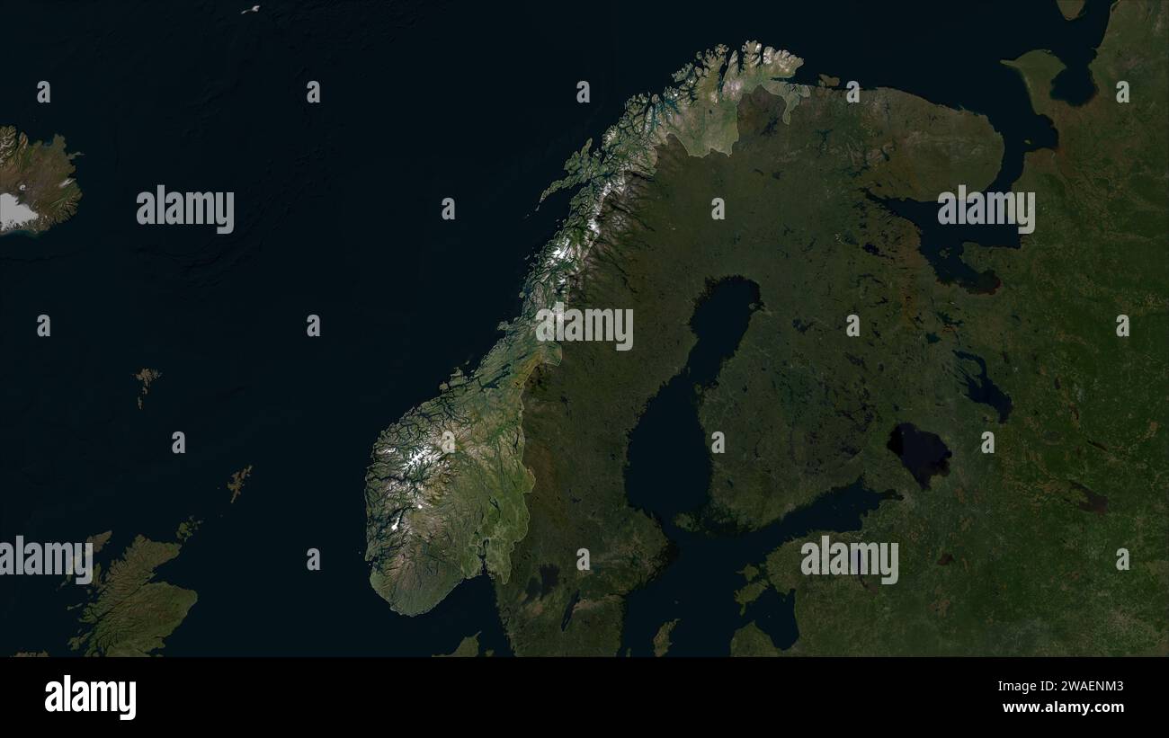 Norway highlighted on a low resolution satellite map Stock Photo - Alamy