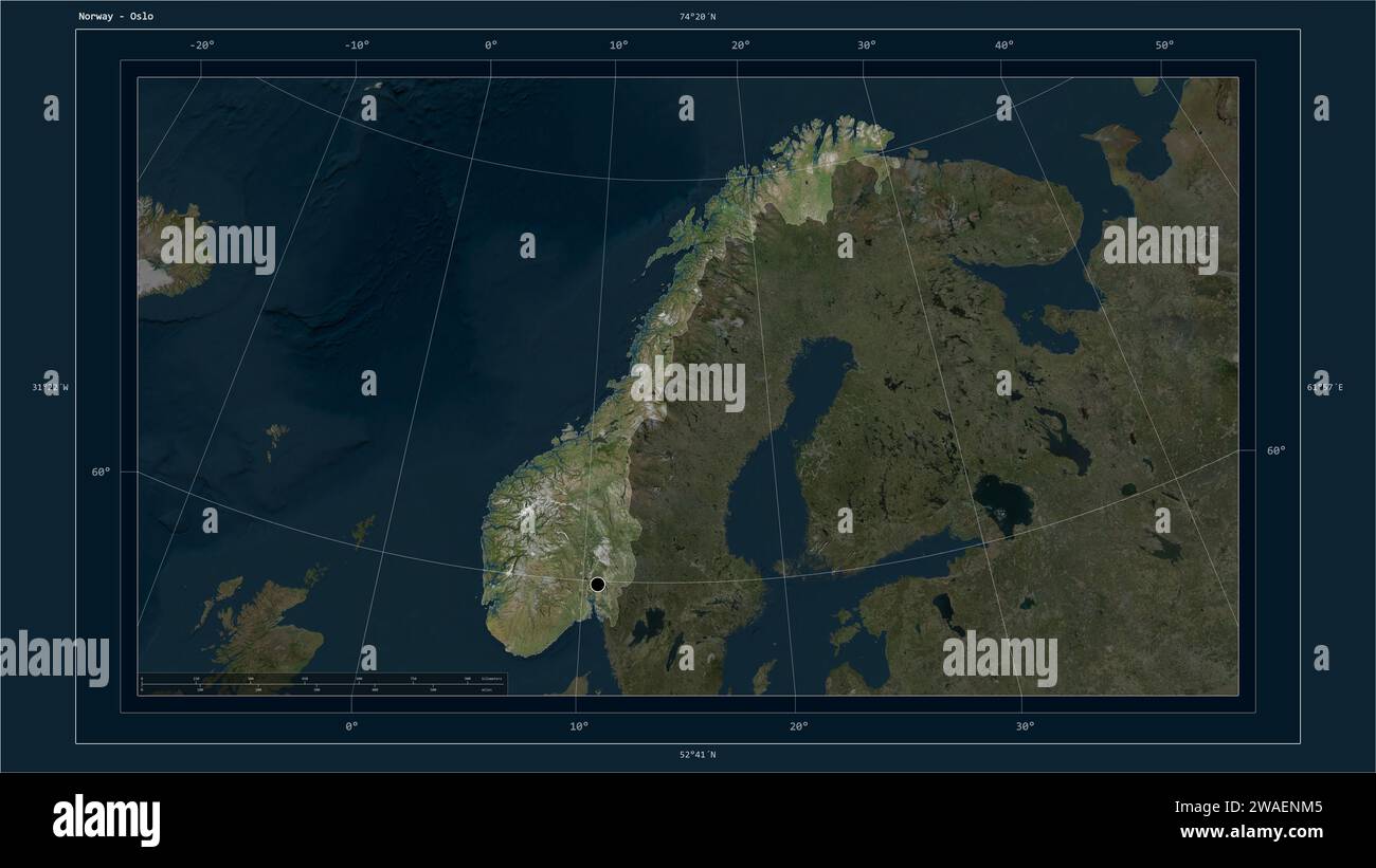 Norway highlighted on a high resolution satellite map map with the ...