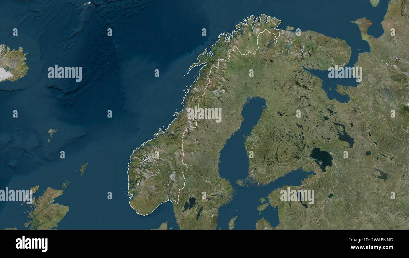 Norway outlined on a high resolution satellite map Stock Photo - Alamy