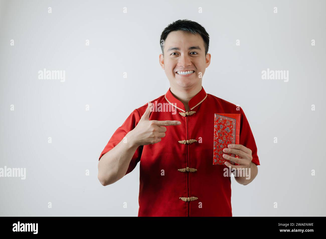 Smile face of Asian man wearing Chinese traditional cloth called ...